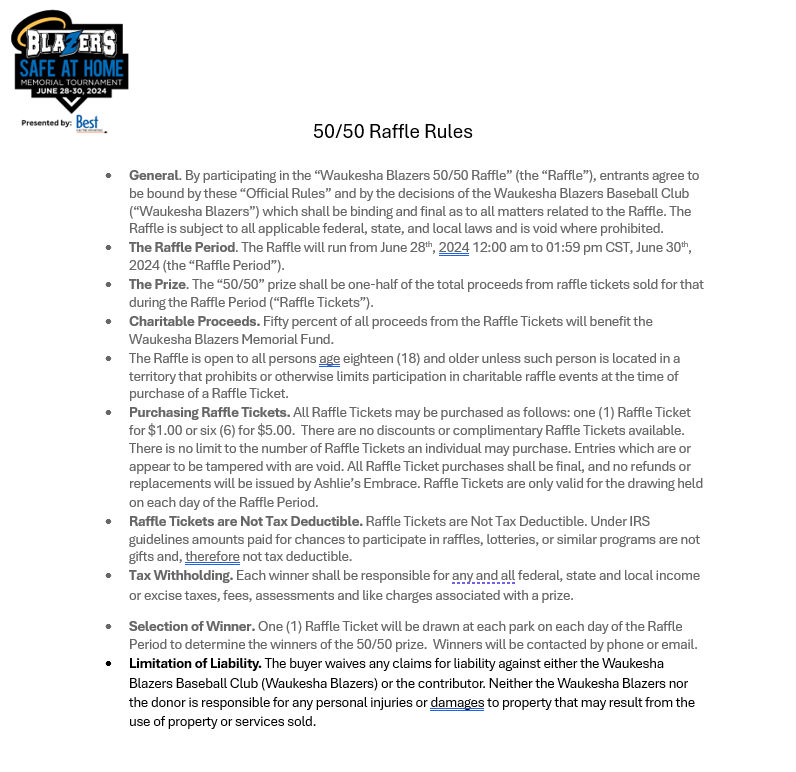 Tournament Raffle Baskets